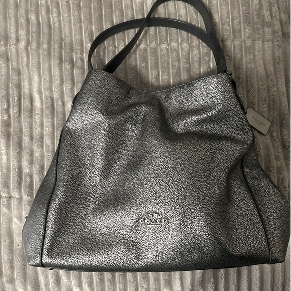 Coach | Bags | Coach Handbag Charcoal Gray Slight Metallic | Poshmark